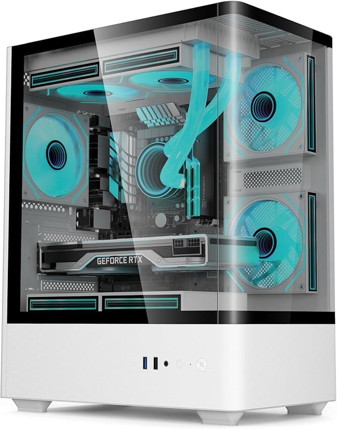 IONZ KZ-19 Acrylic PC Case, mATX Mid Tower Gaming with 3 ARGB PWM Fans ...