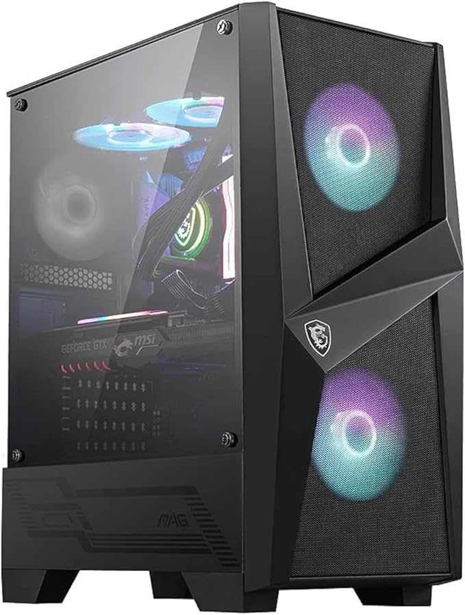 MSI MAG FORGE 100R Mid Tower Gaming Computer Case (Black, 2x 120mm ARG ...