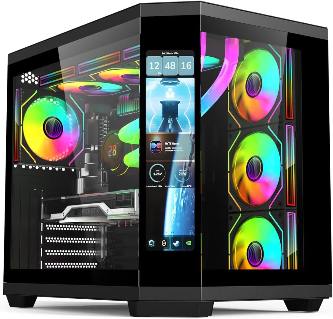 IONZ APEX Vision V2 Black - PC Gaming Case, ATX Mid Tower, Dual Chambe ...