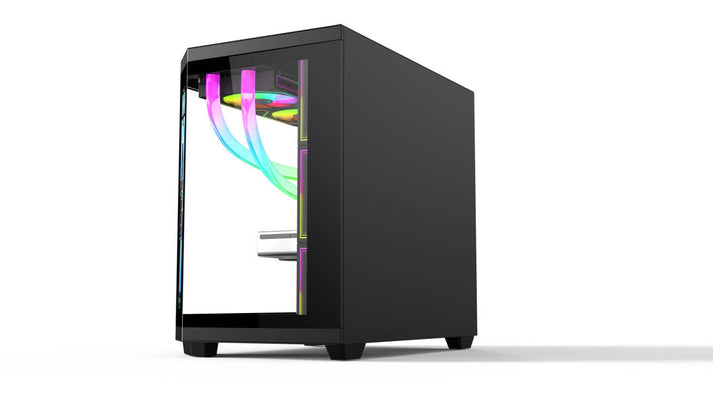 IONZ APEX Vision V2 Black - PC Gaming Case, ATX Mid Tower, Dual Chambe ...
