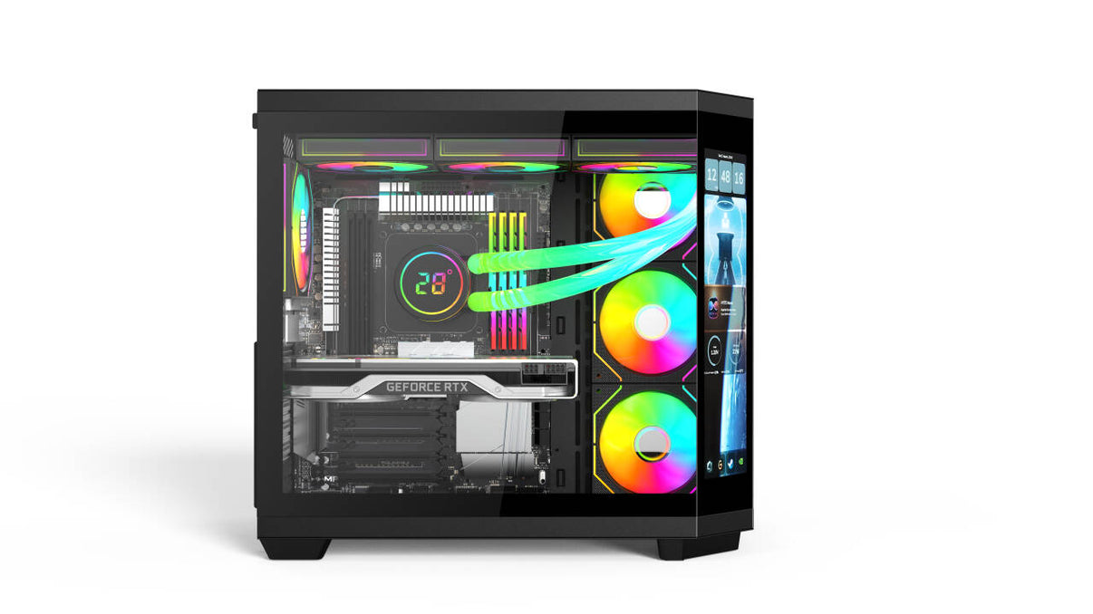 IONZ APEX Vision V2 Black - PC Gaming Case, ATX Mid Tower, Dual Chambe ...