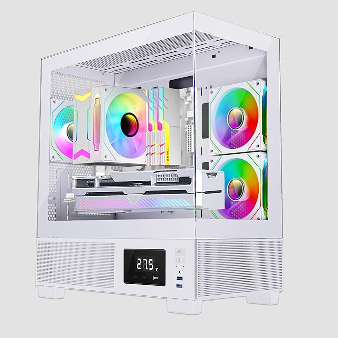 IONZ KZ-V Mini Aether mATX PC Gaming case, Tempered Glass, LED Tempera ...