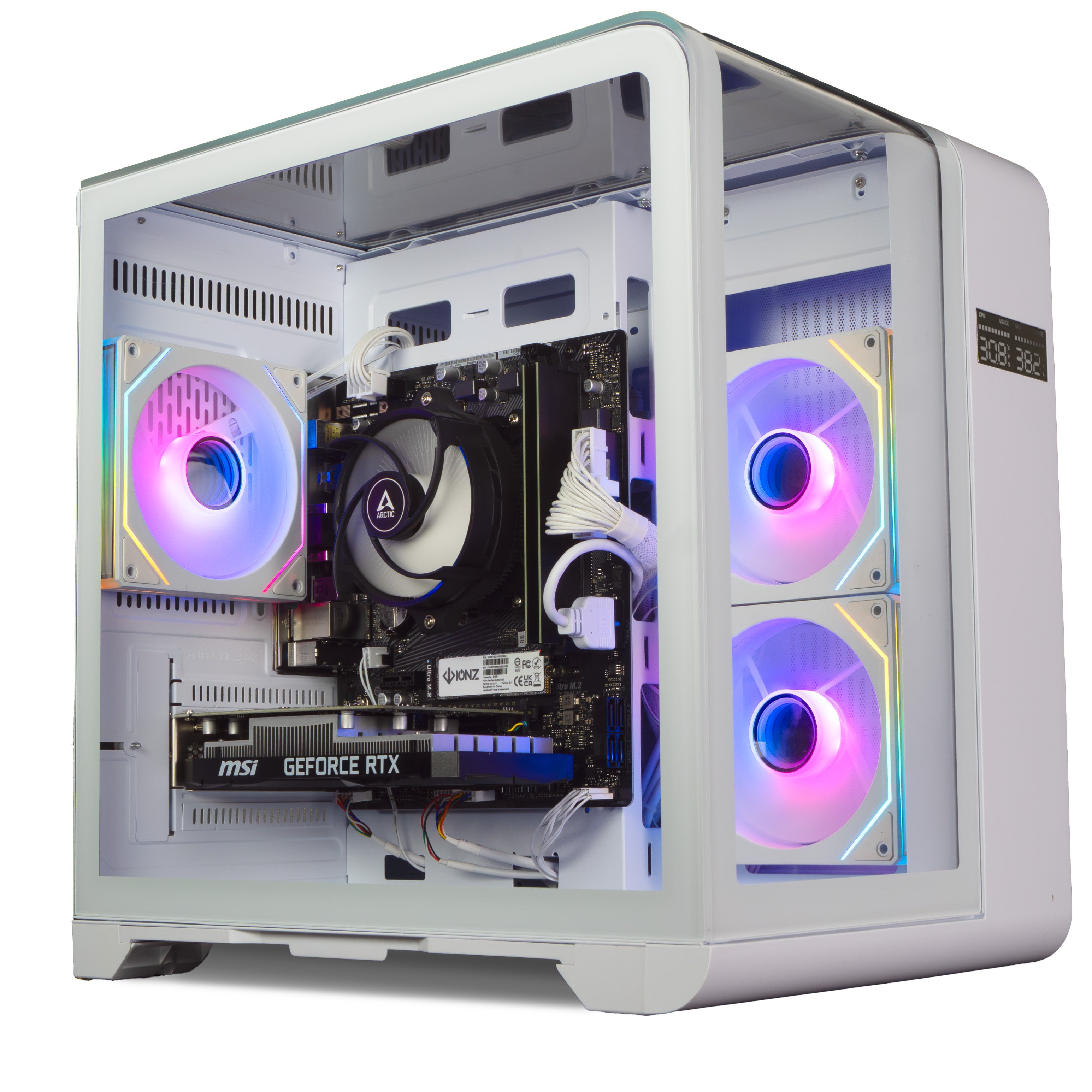 IONZ KZ-SW Curve - PC Gaming Case mATX - Mid Tower, Dual Chamber with ...