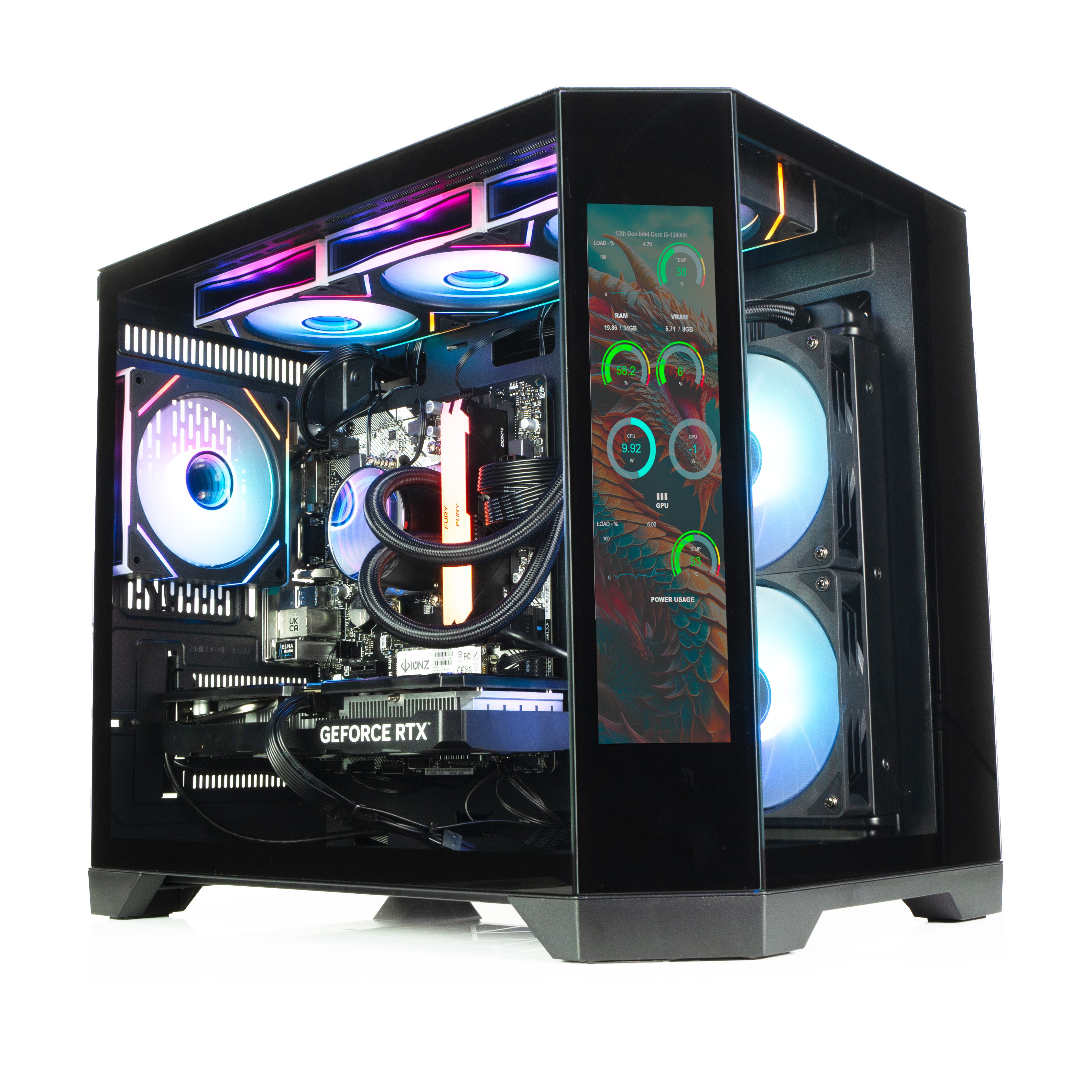 IONZ APEX Vision Midi - PC Gaming Case, MATX Midi Tower, Dual Chamber ...