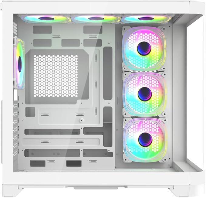 IONZ Flow ATX PC Gaming Case, ATX Mid Tower, Dual Chamber, Dynamic Ser ...